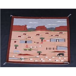 Navajo Pictorial Rug With Farm Scene