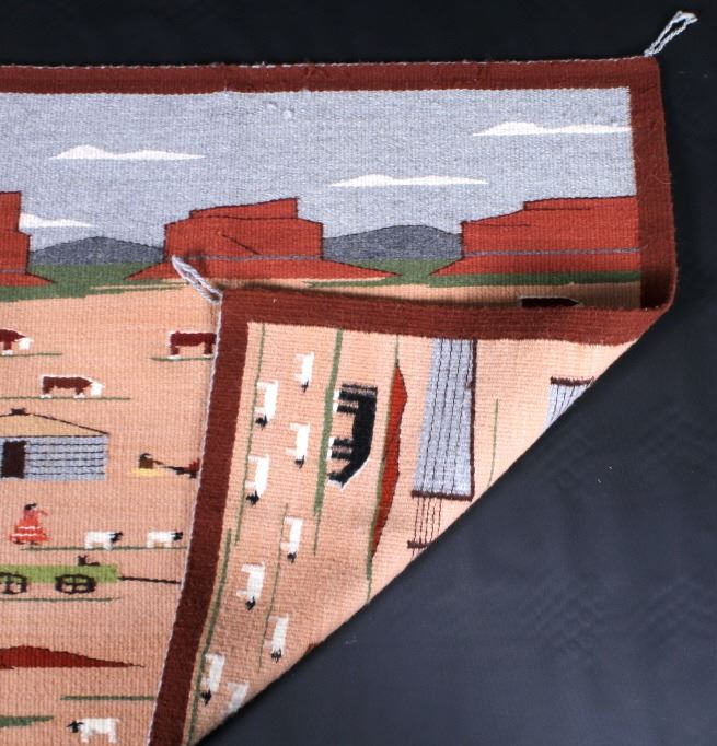 Navajo Pictorial Rug With Farm Scene