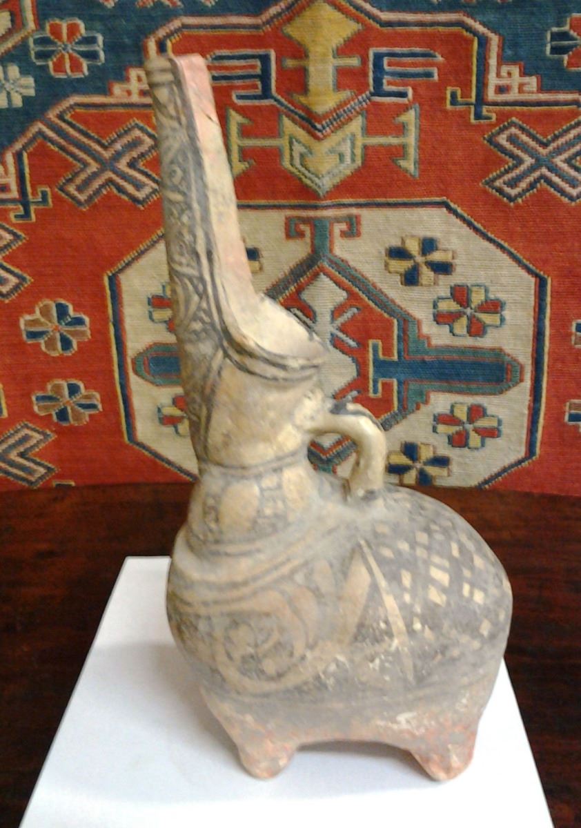 Ancient Artifact 100 A.D: Footed Painted Ceramic Vessel Harappa Sasanian Afghani Region