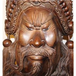 Antique 19th Cty Chinese Emperor God Luck Mask w. 2 Faces & 2 Dragons