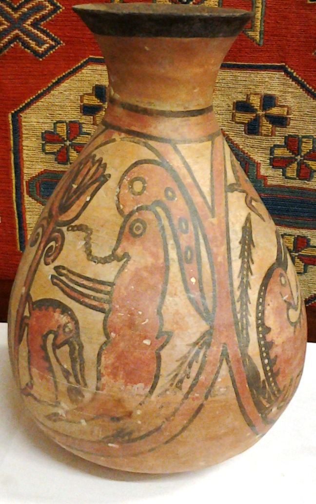 Authentic Ancient Artifact 100 A.D: Painted Ceramic Vessel w. base Harappa Sasanian Afghani Region