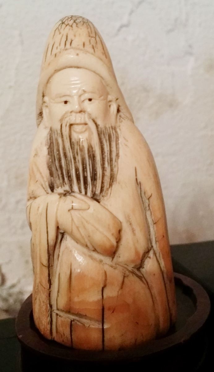 Antique Set of Chinese Bone Carvings on Stands (7pcs)