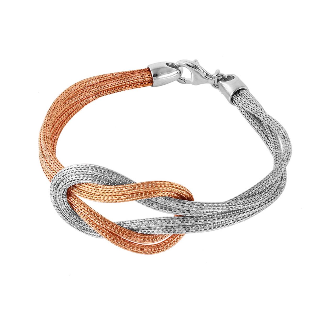 Sterling Silver Rose Gold Plated Mesh Infinity Knot Italian Bracelet ...