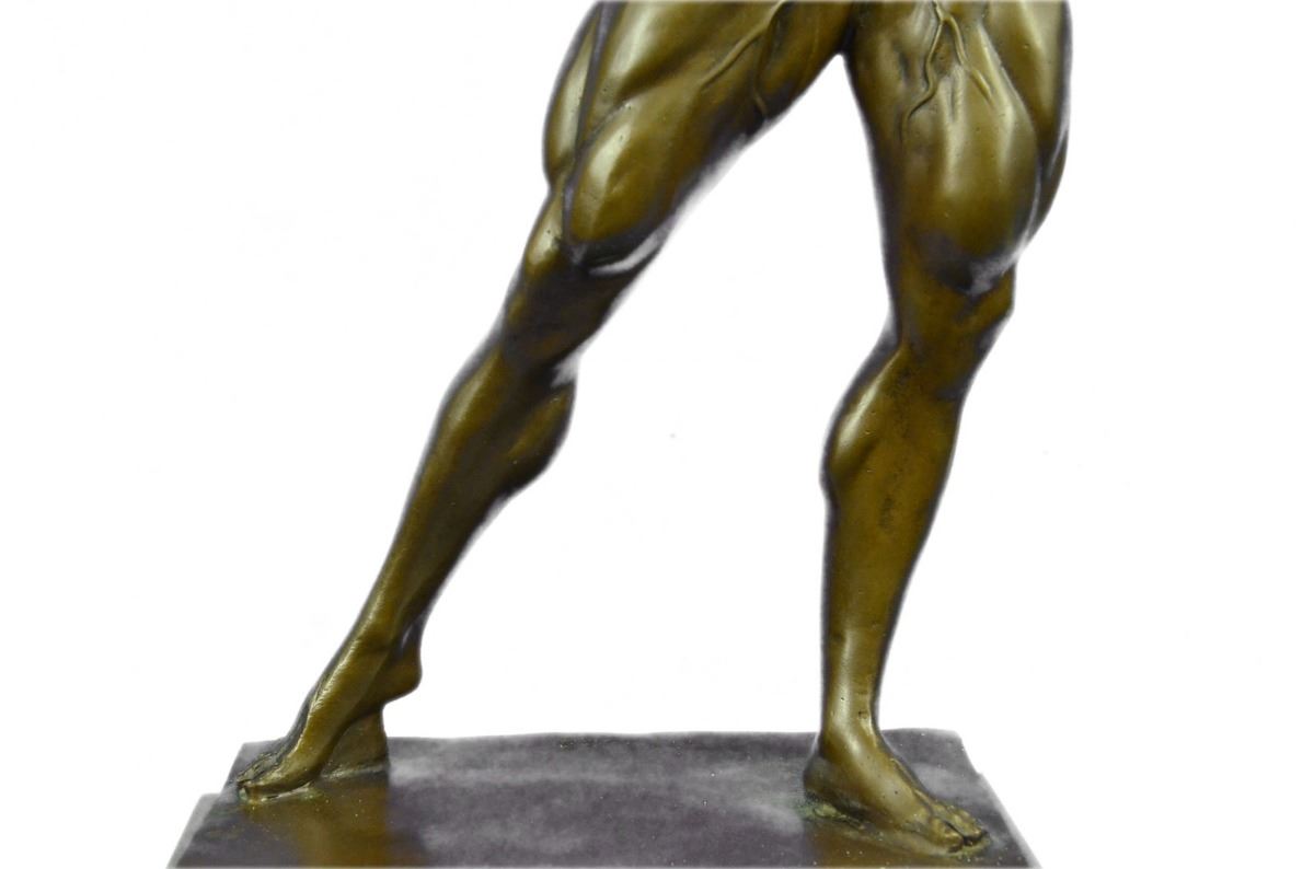 Bodybuilder Muscular bronze Figurine on marble base