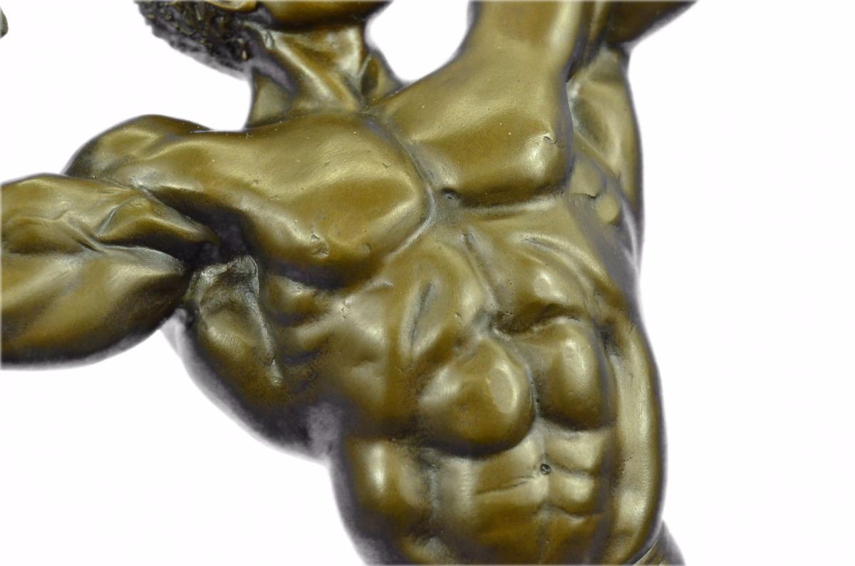 Bodybuilder Muscular bronze Figurine on marble base