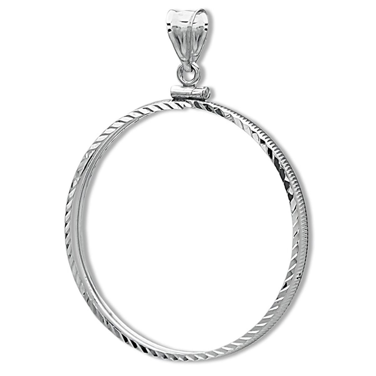 Sterling Silver Screw Top Diamond Cut Coin Bezel - 38mm