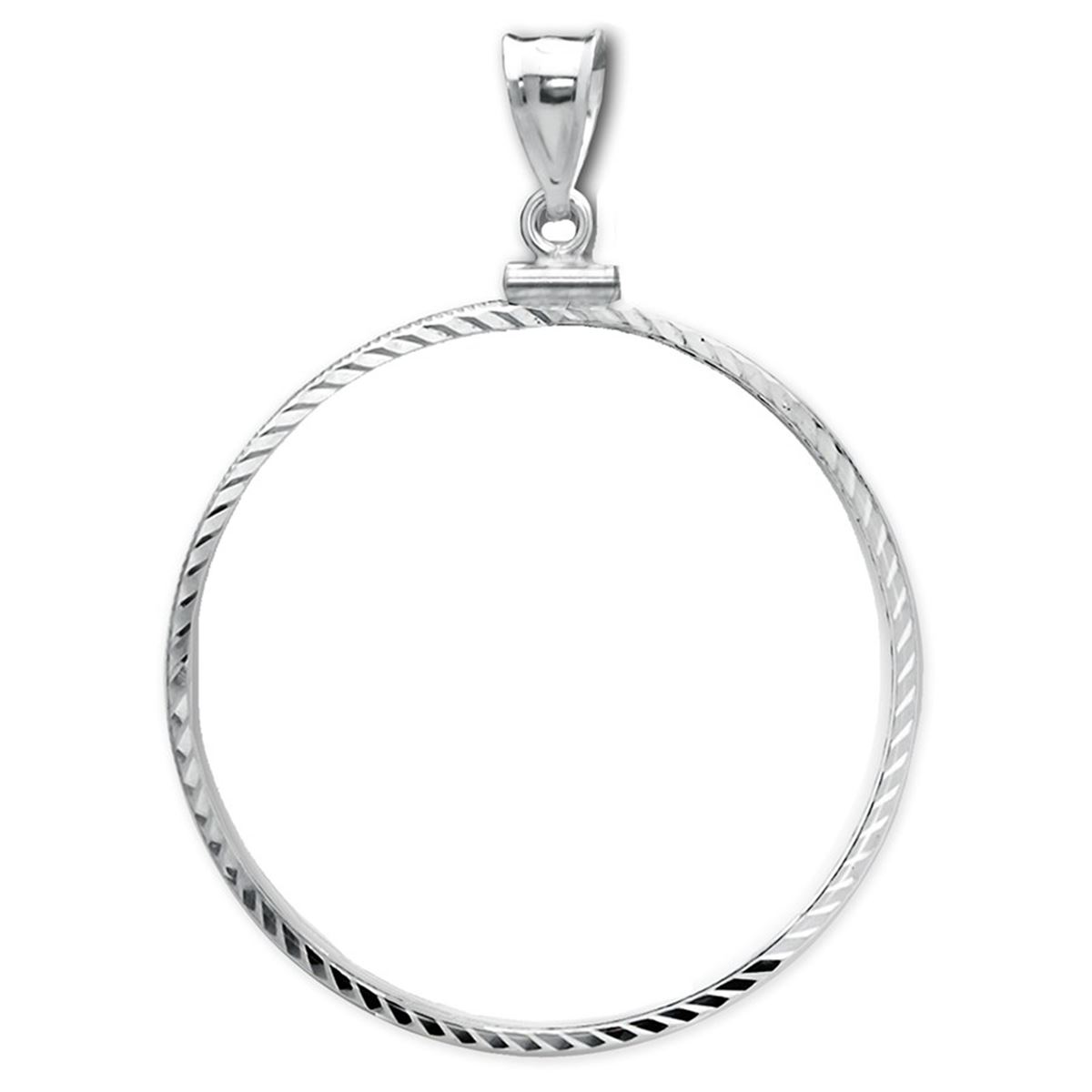 Sterling Silver Screw Top Diamond Cut Coin Bezel - 38mm