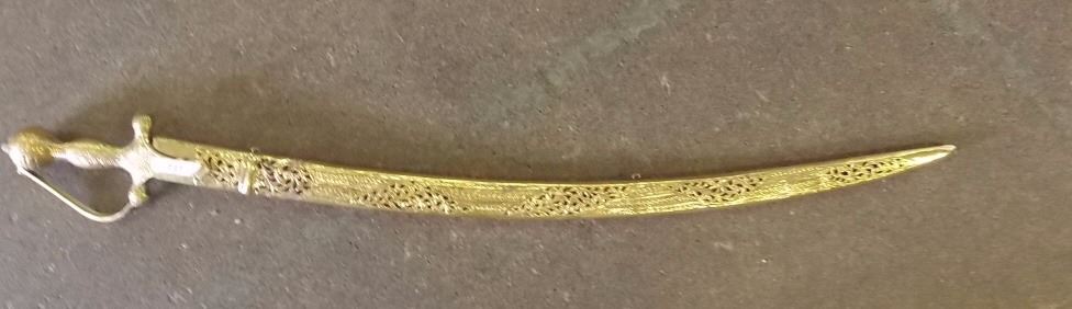 DECORATIVE SWORD WITH SHEATH - GOLD - ROUND END HANDLE