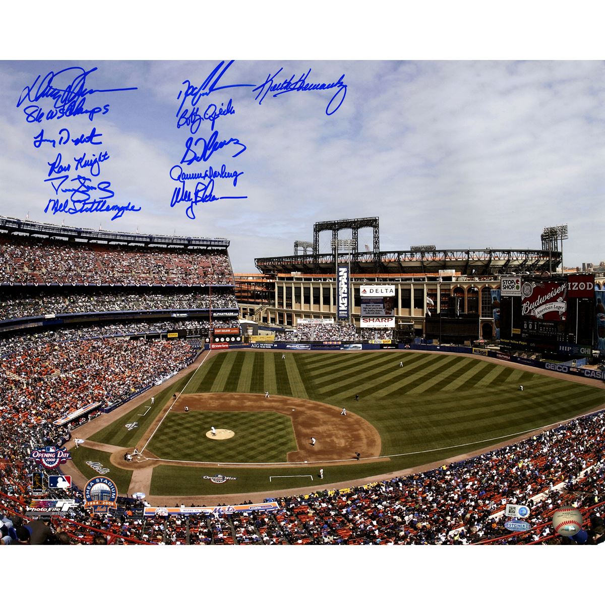 1986 NY Mets 11 Signature Shea Stadium Photo (W/Citi Field In ...