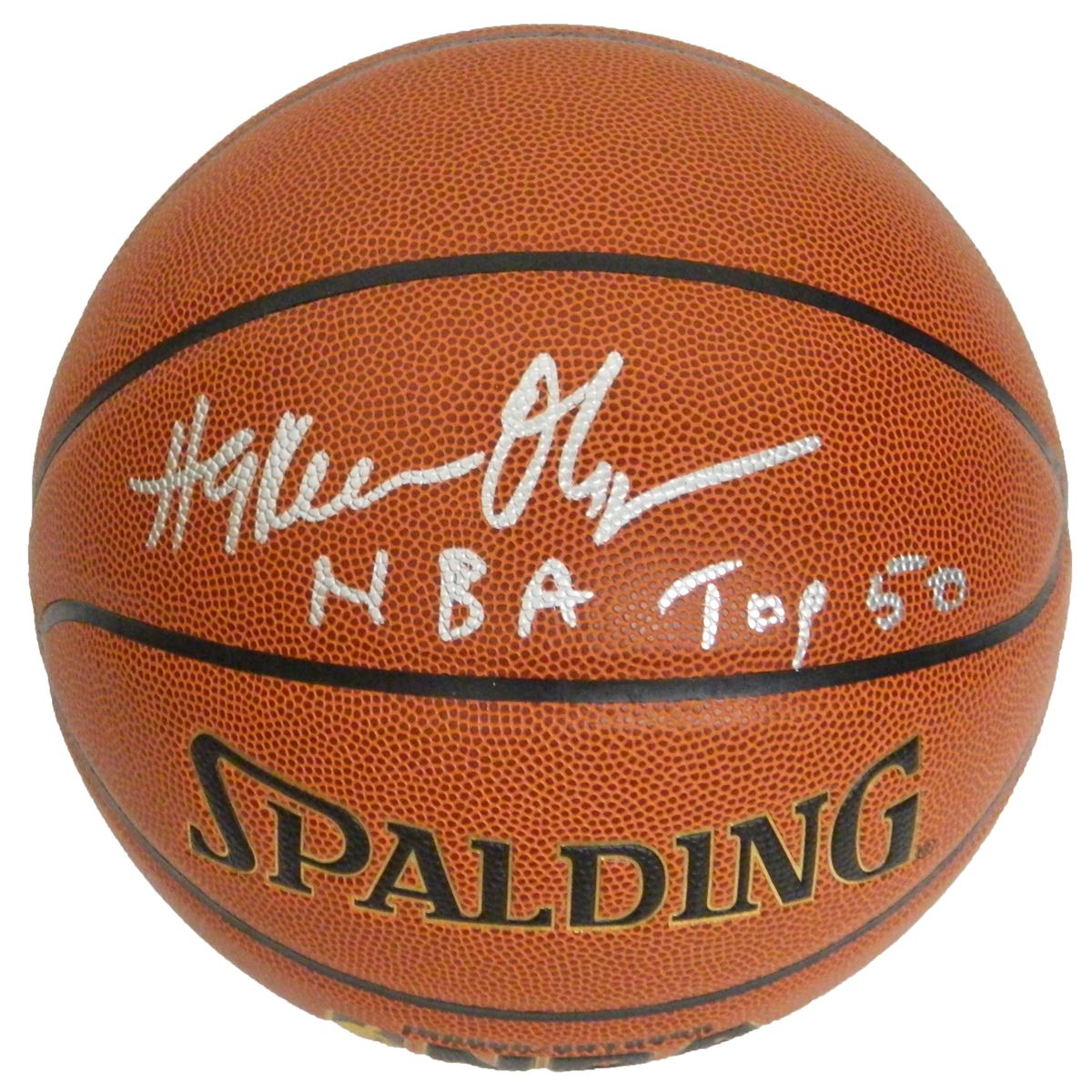 Hakeem Olajuwon Signed Spalding NBA Indoor/Outdoor Basketball W/NBA Top 50