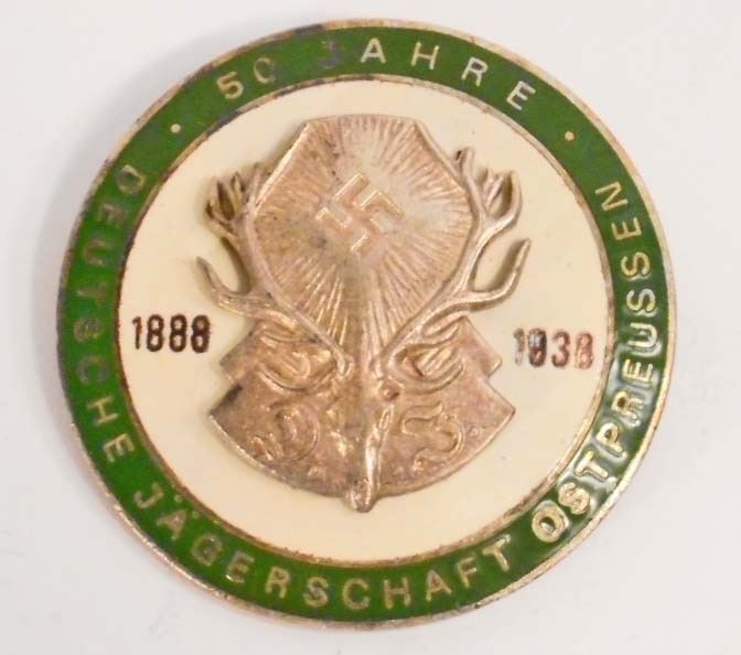 NAZI GERMAN HUNTING ASSOCIATION DJ 50 YEAR BADGE