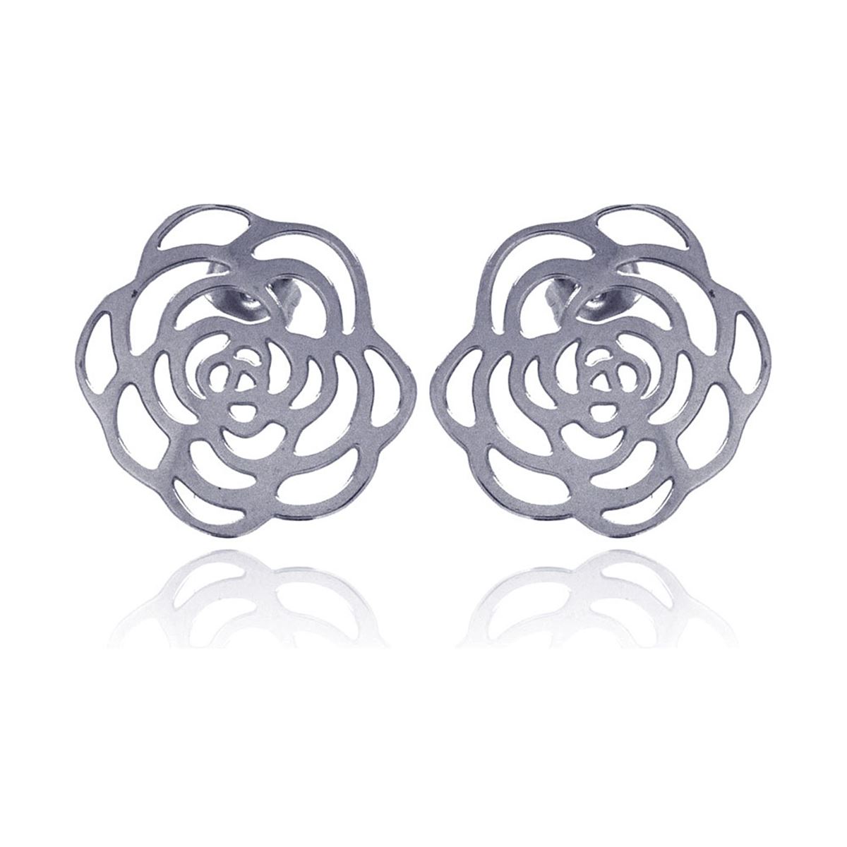 Stainless Steel Flower Outline Stud Earring sse00009