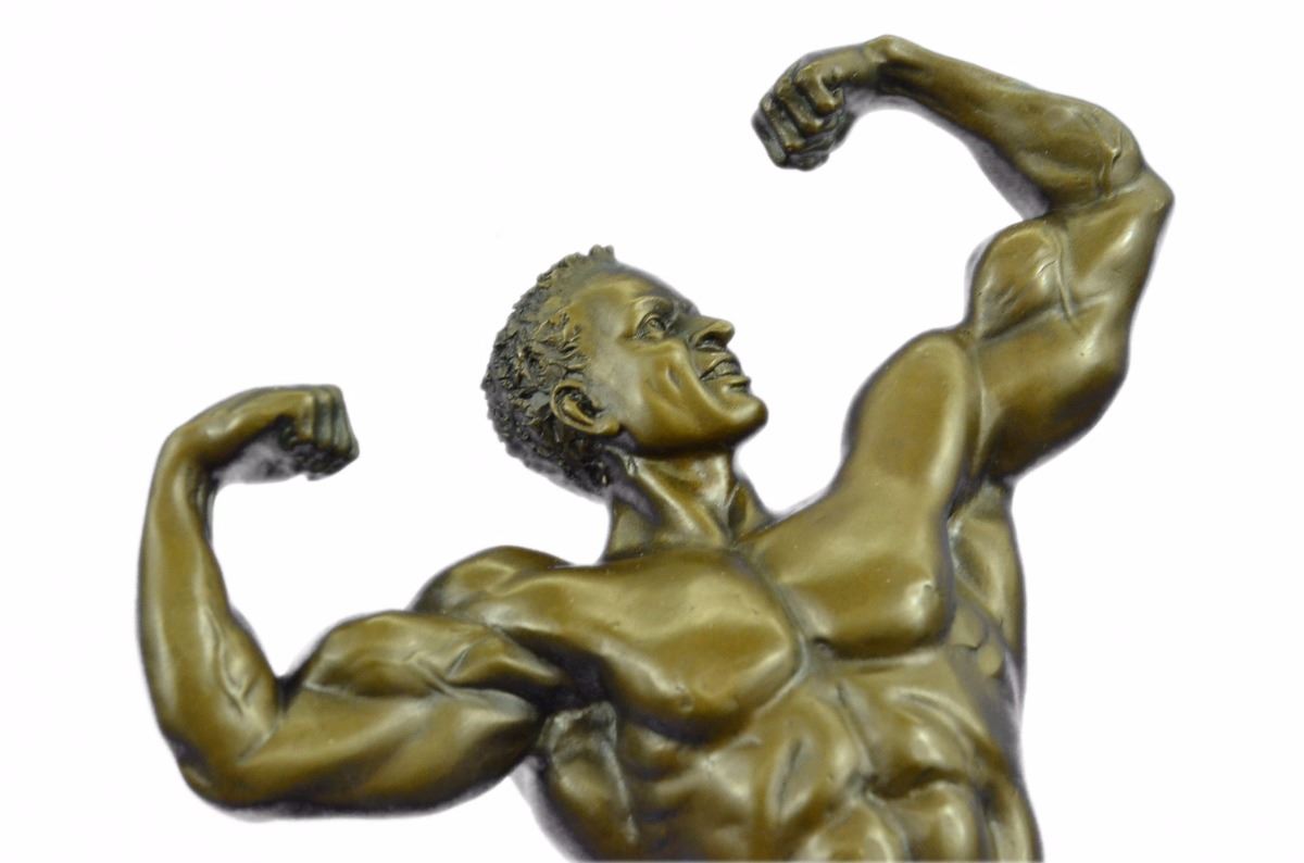 Bodybuilder Muscular bronze Figurine on marble base