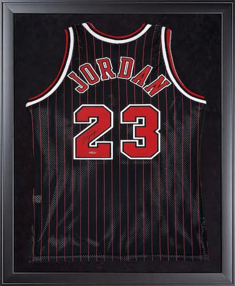 Michael Jordan Signed Bulls 32x44 Custom Framed Authentic Mitchell & Ness Throwback Jersey (UDA