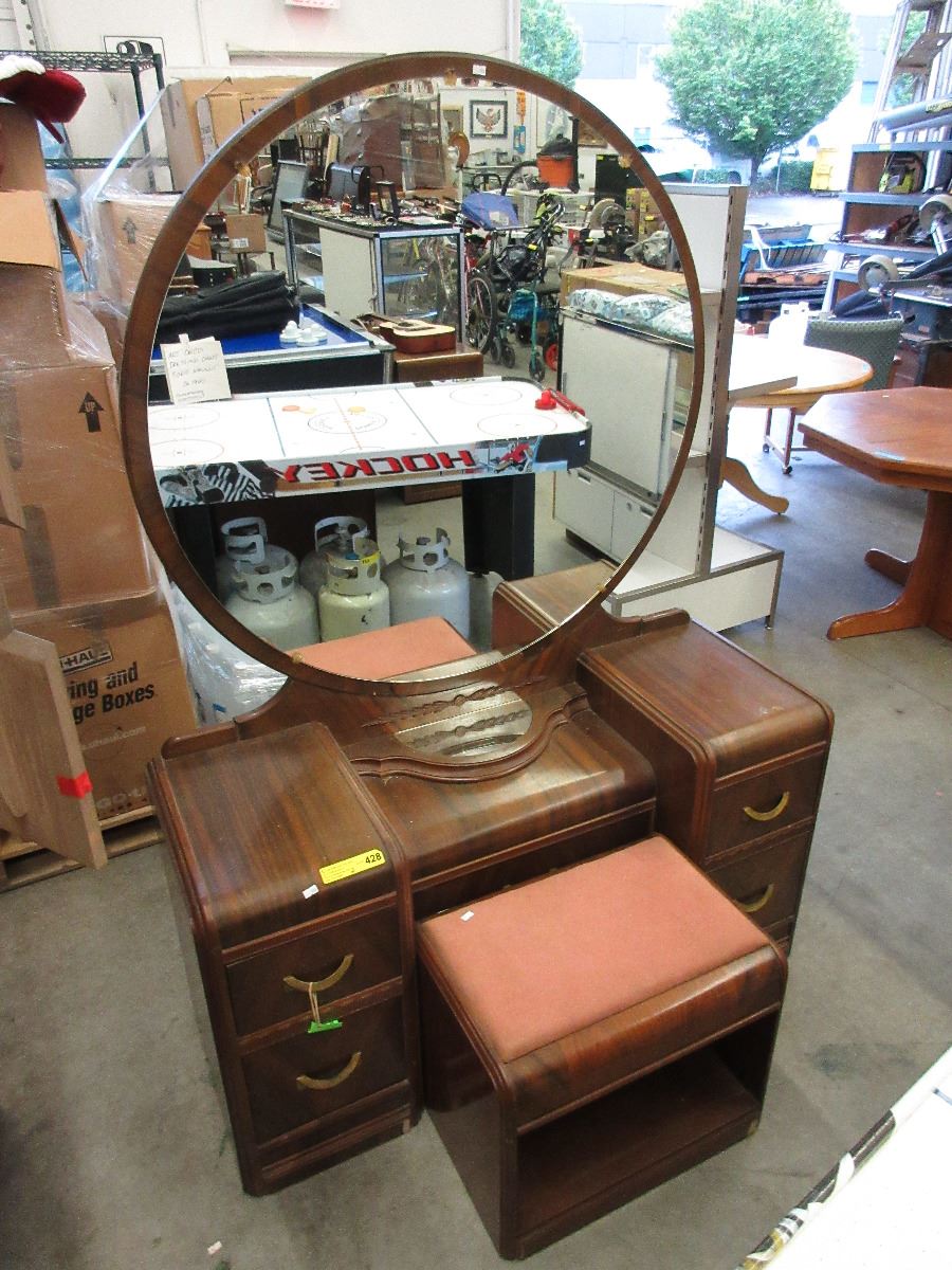 Art Deco Waterfall Dressing Table w/Stool ca1930's