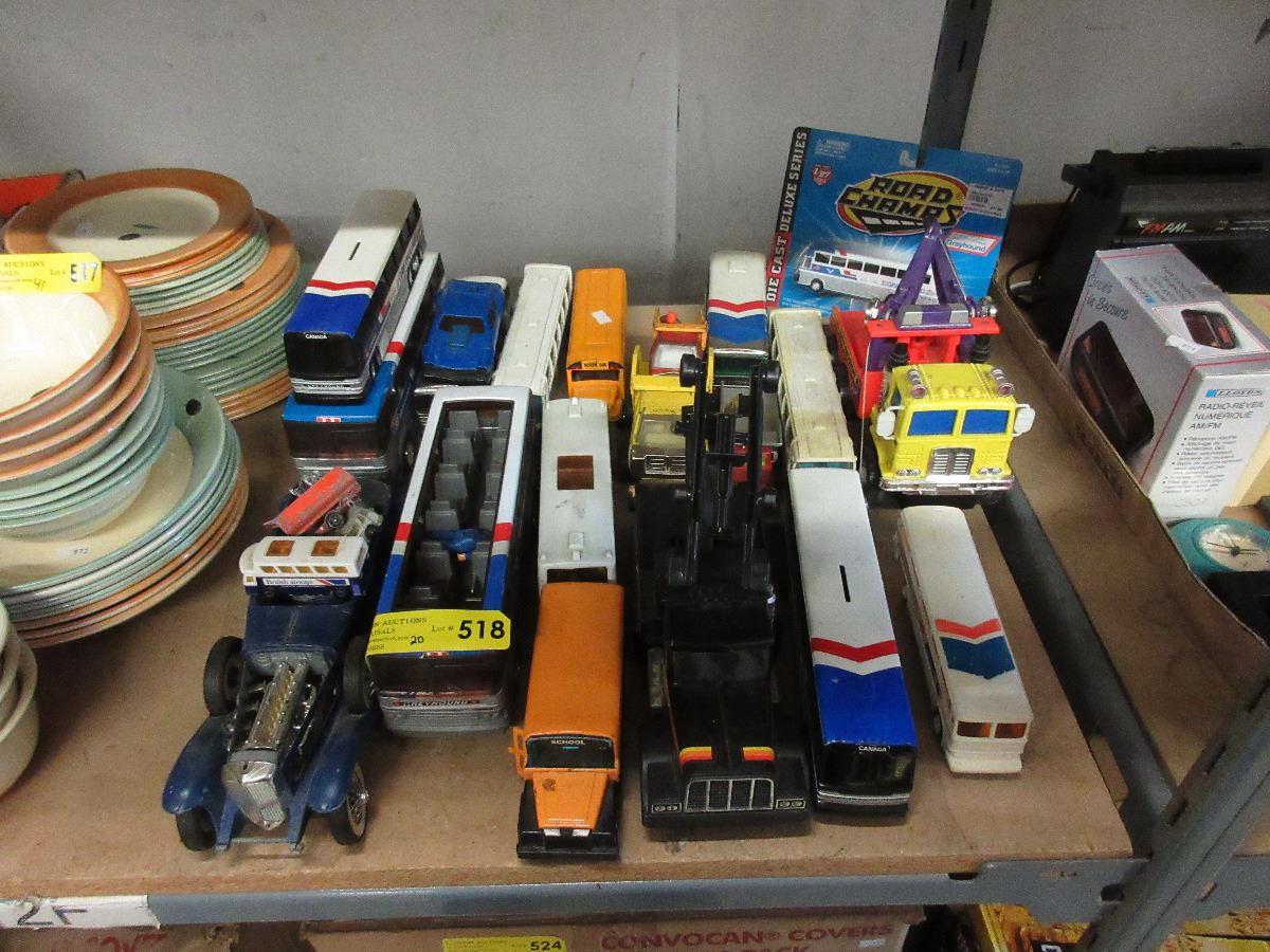 20 Toy trucks & buses - some vintage