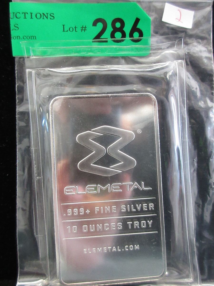 10 Troy Oz. Elemental Mint .999 Silver Bar