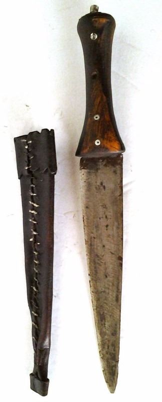 Ancient Old Africa Nigerian Toubou Tuareg Dagger w/ Sheath 15"