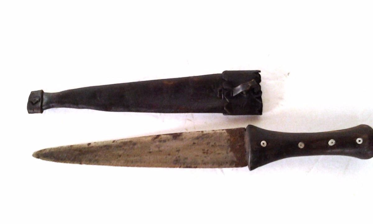 Ancient Old Africa Nigerian Toubou Tuareg Dagger w/ Sheath 15"