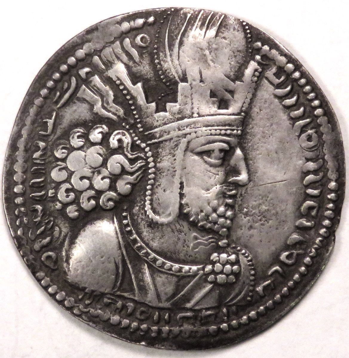 SASANIAN KING SHAPUR I, SILVER DRACHM, 4.34g, 27mm, RARE., 241-272 AD, XF