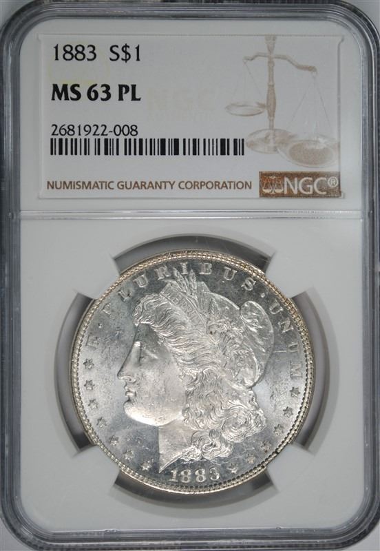 1883 MORGAN SILVER DOLLAR NGC MS 63 PL