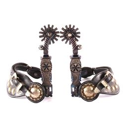 Fleming Silver Mounted Spurs Custom Marked "JFK"