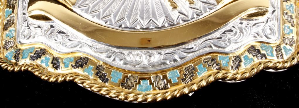 Gold And Silver Unfinished Crumrine Belt Buckle