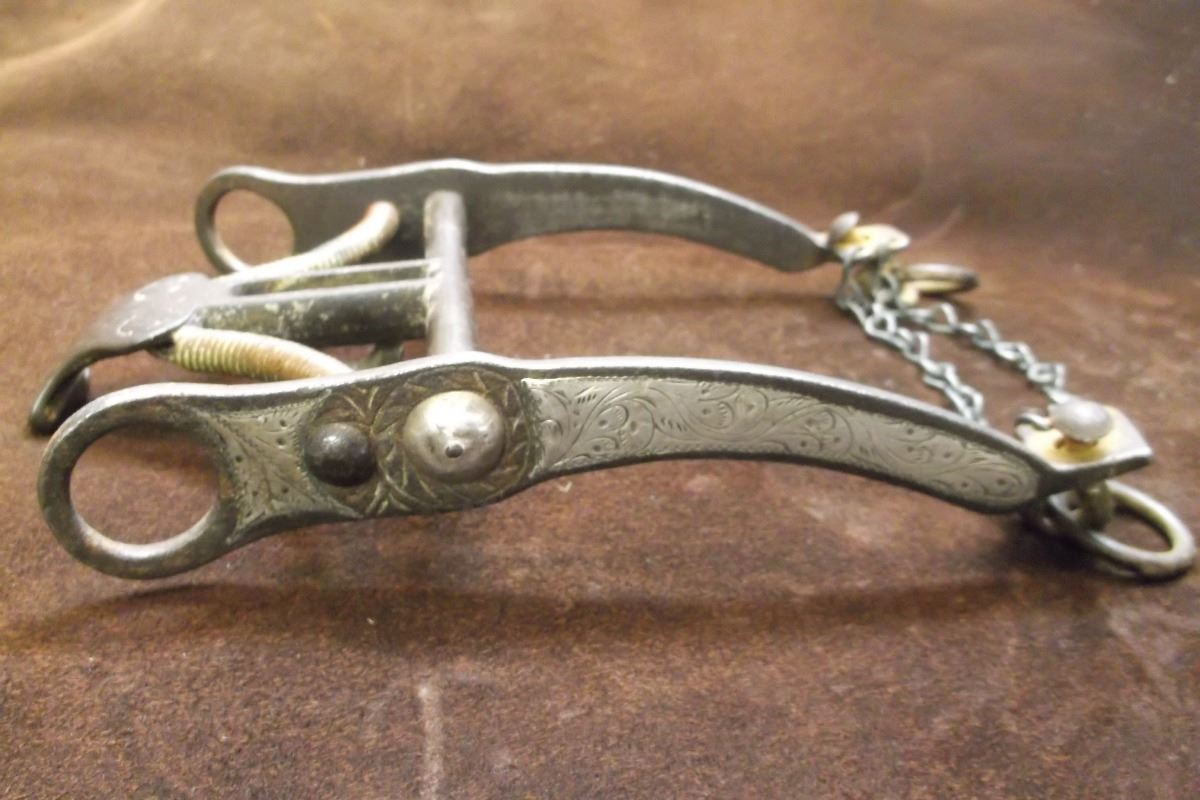 Unmarked Hernandez Silver Inlaid Bit- California Cheek- Spade