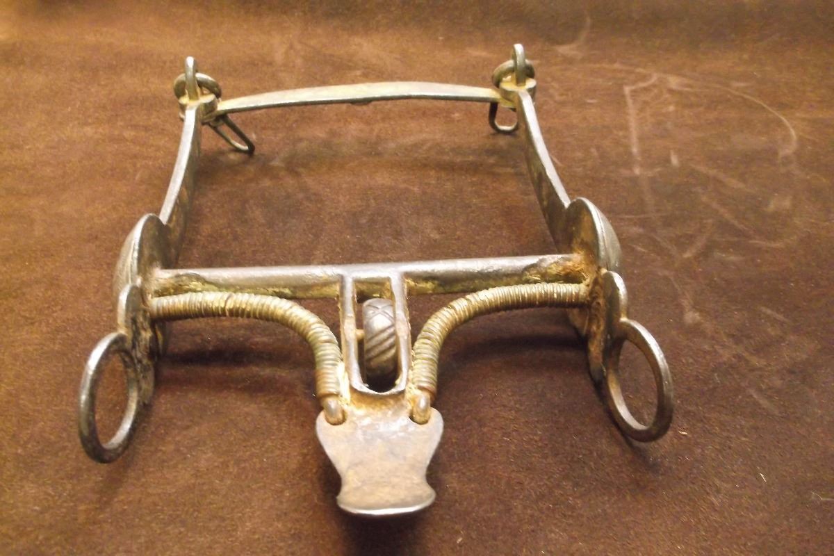 Unmarked Figueroa Silver Inlaid Bit- California Cheek- Spade