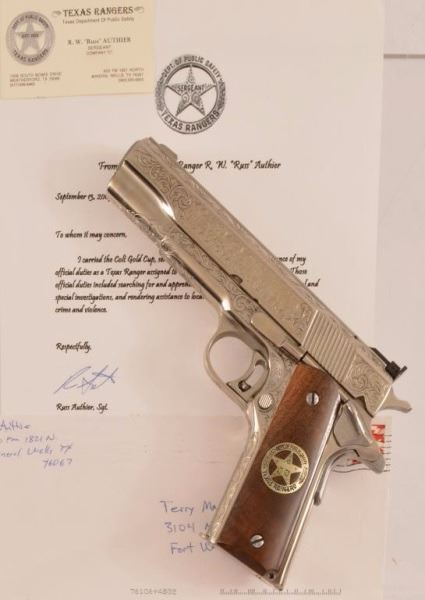 Texas Ranger's Colt 1911 Engraved Gold Cup .45