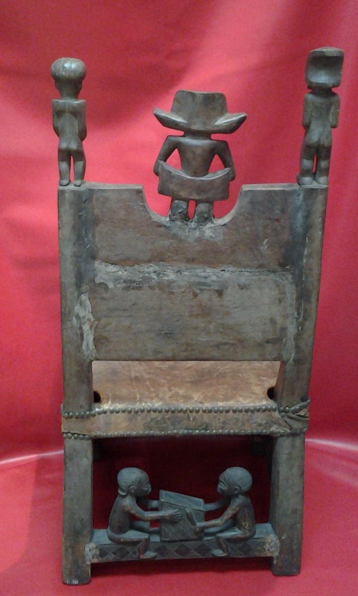 African Chokwe Tribe Queen Throne Chair 33x16x14", 14-lbs (Part of a ...