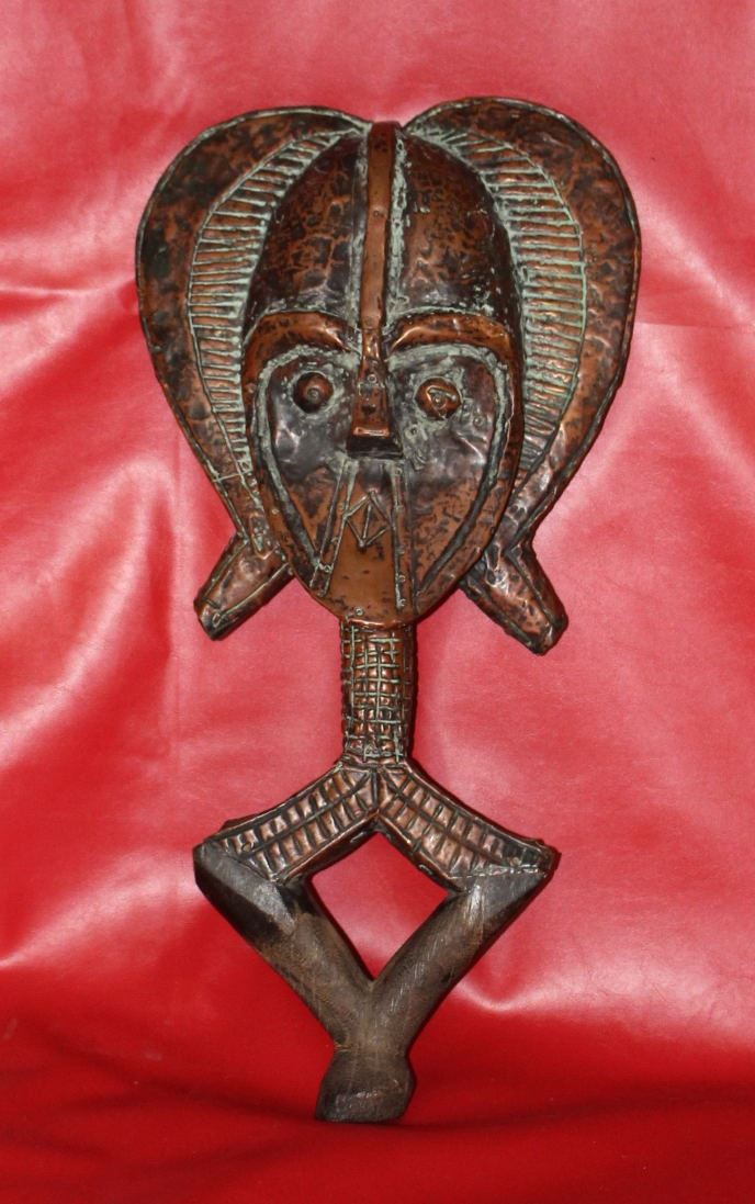 Ancient c1800 African Kota Tribe Copper & Wood Reliquary Figure, Gabon ...