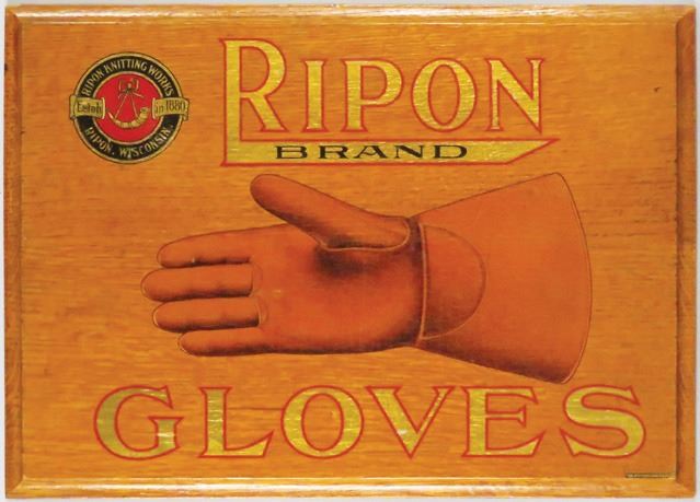 Ripon Brand Gloves Wood Advertising Sign