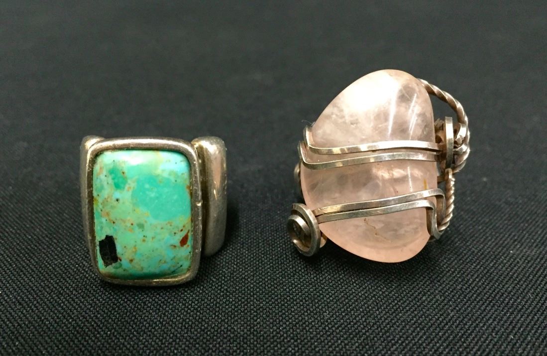 Pair of Larger Stone Rings -Sterling