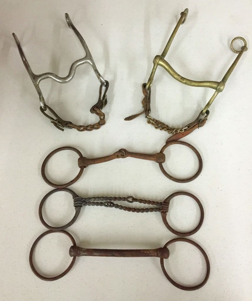 Group of Five Old Horse Bits