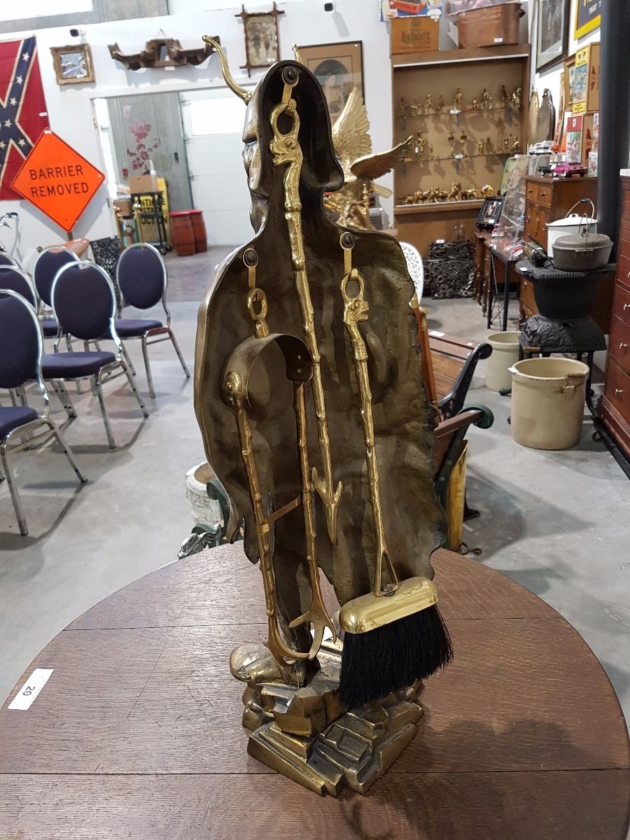 Unique Brass Viking Fireplace Set