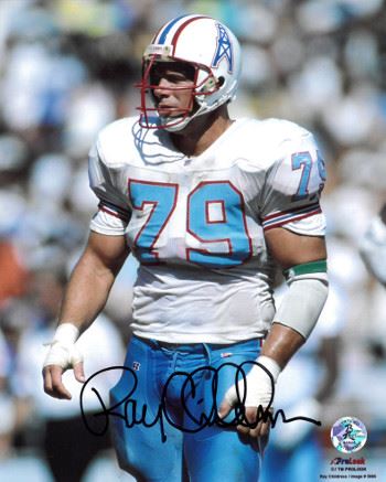 Ray Childress Signed Houston Oilers 8X10 Photo (White Jersey)