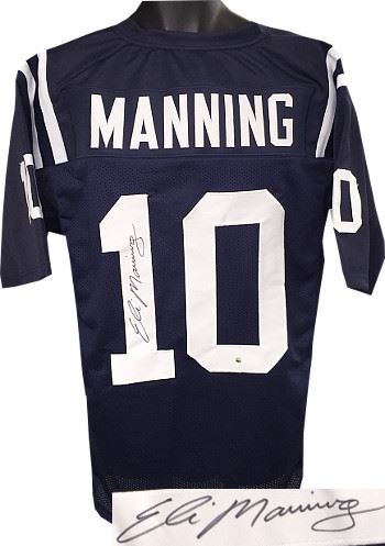 Eli Manning Signed Ole Miss Rebels TB Navy Custom Jersey XL- Steiner ...