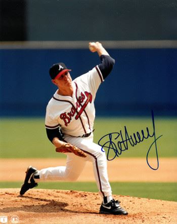Steve Avery Signed Atlanta Braves 8X10 Photo (White Jersey Pitching)