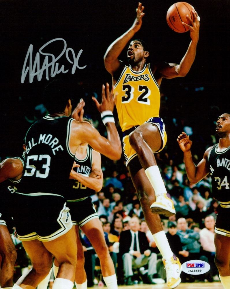 Magic Johnson Signed Lakers 8x10 Photo (PSA COA)
