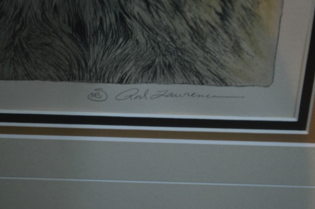 Framed limited edition print "At the Edge-Timberwolf" pencil signed by ...