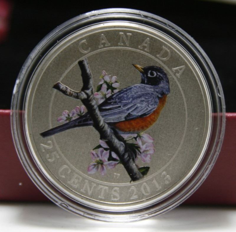 2013 Canada 25-Cent Coin - Birds of Canada - American Robin