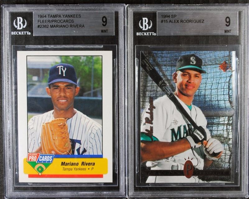 1994 FLEER PROCARDS MARIANO RIVERA # 2382 BGS 9 , TAMPA YANKEES ROOKIE CARD