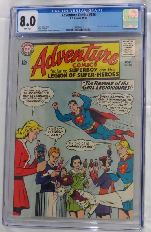 ADVENTURE COMICS #326 - 1964 D.C.COMIC - CGA 8.0 WHITE PAGES