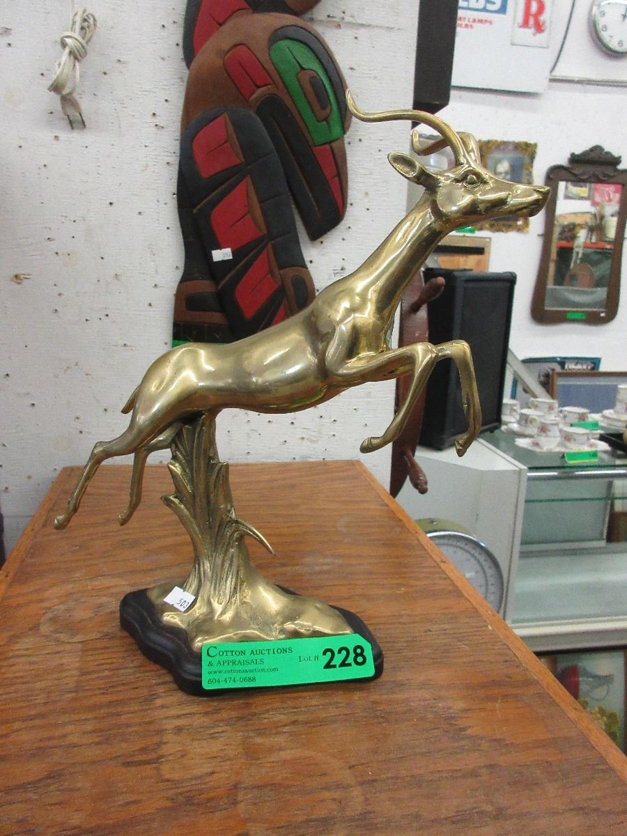 Vintage Brass leaping deer statue