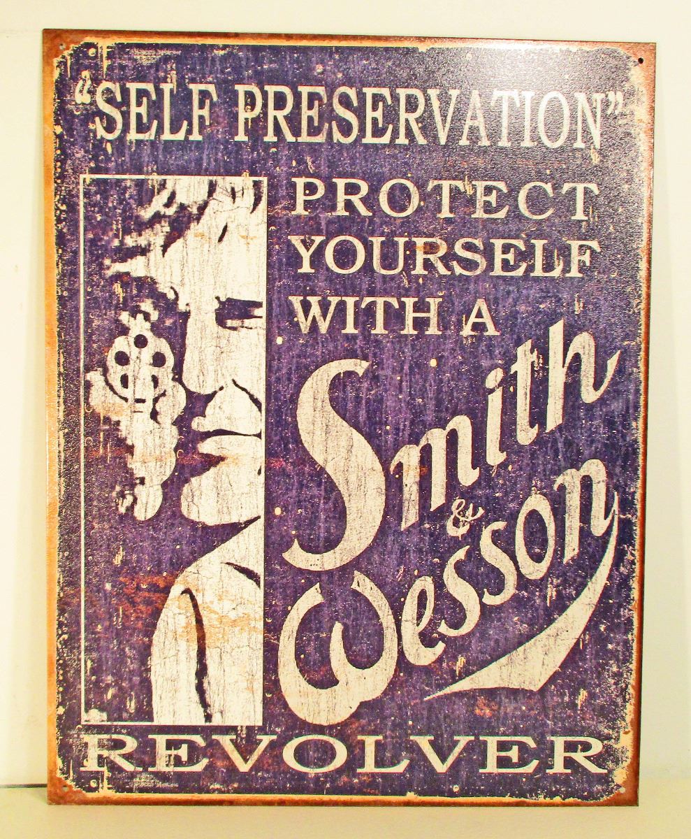 SMITH & WESSON REVOLVER ADVERTISING METAL SIGN