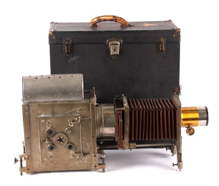 Antique Magic Lantern Stereopticon Viewer & Slides