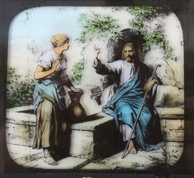 Antique Magic Lantern Stereopticon Viewer & Slides