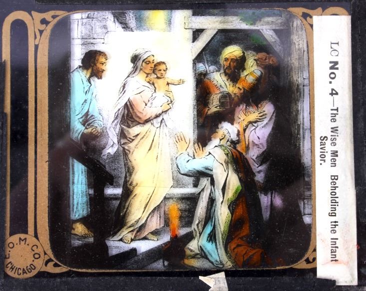 Antique Magic Lantern Stereopticon Viewer & Slides