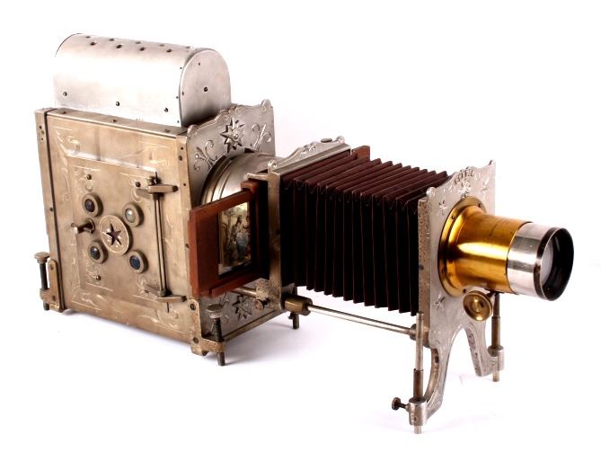 Antique Magic Lantern Stereopticon Viewer & Slides